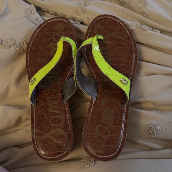 Sam Edelman | Shoes | Vintage Sam Edelman Neon Yellow And Brown Sandals ...